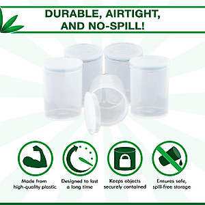 Emerald Mountain Supplier Pop Top Dram Containers | Durable Airtight Multipurpose Storage | Herb and Pill Organizer - 13 Dram (Clear, 216 Pieces)