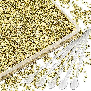 WANDIC Crushed Glass, 200 Grams 2-4mm Gold Crushed Broken Glass, Irregular Metallic Chips Fillers Sprinkles for Resin Crafts, Nail Art, Painting
