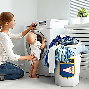 American Samoa Flag Large Laundry Basket Hamper Bag Washing with Handles for College Dorm Portable
