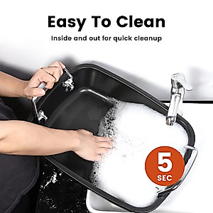 Olabocio Nonstick Roasting Pan with Rack, Turkey Roasting Pan for Oven, Large Roaster Pan with Handle for Chicken, 17 Inch X 13 Inch, Carbon Steel, Dark Grey