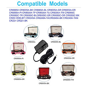 9V AC Adapter Charger Fit for Crosley Cruiser Portable Turntable Record Player CR8005A CR8005A-BK CR8005A-GR CR8005A-OR CR8005A-PI CR8005A-TP Power Cord