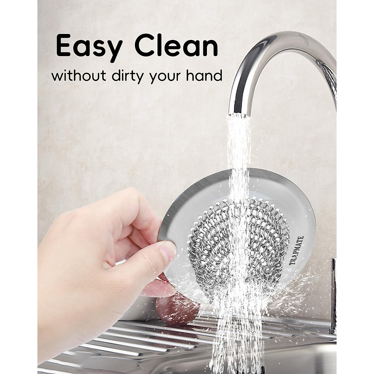1 Pack Sink Strainer, Flexible Chain Mesh Easy Clean Kitchen Sink Drain Strainer, Anti-Rust 304 Stainless Steel Sink Strainer, Sink Protectors Clog-Free Sink Catcher Strainer for Food Garbage Disposal