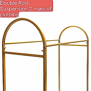 kunghei 60" Double Rod Clothes Rack Shelves, Boutiques Retail Display Gold Clothing Rack Floor Standing Garment Rack Wedding Dress Rack Heavy Duty
