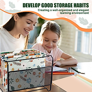 Qeeenar Decorative Floral File Folders, Letter Size, 12 Pieces, with Removable Labels and Adjustable Tabs