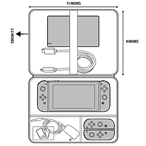 USA Gear Carrying Case Compatible with Nintendo Switch, Gamecube Controller, Adapter, Pro-Controller, and More Gaming Accessories - Customizable Interior, Shoulder Strap, and Padded Interior - Black