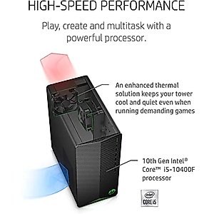HP Pavilion Gaming Desktop TG01-1183w, Intel Core i5-10400F Processor up to 4.3 GHz, 8GB Memory, 256GB SSD, NVIDIA GeForce RTX 3060 Graphics Card(12 GB GDDR6) with Mousepad