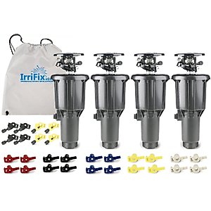 IrriFix Rain Bird Maxi-Paw 2045A Impact Rotor Sprinkler - 4 Pack in a Sack Includes 7 Different Nozzles for Each Head