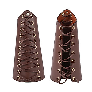 Arm Gurad, Archery Arm Guard Bracer Hunting Shooting Lace-up Leather Armguard(Brown)