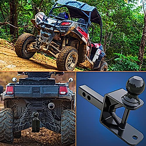 LOCAME 3-in-1 ATV/UTV Tralier Hitch Mount, Fits1 1/4-Inch Receiver, Solid Shank ATV/UTV Tow Hitch, 2-Inch Ball Hitch Adapter, 5000 LBS GTW-Multi Hitch, Black, LC0050