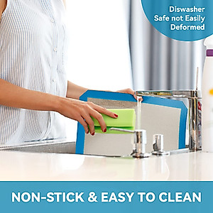 Silicone Baking Mat,Silicone Mats for Baking,100% Non-Stick Reusable Food Safe Liners-Silicone Baking Sheet Great for Macaron, Cookies, Bread and Pastry（3 PACK BLUE）