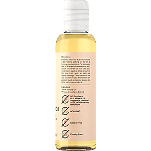 Coera Sweet Almond Oil for Face, Hair, Skin & Nails | 4 fl oz | Cold Pressed | Carrier Oil | Free of Parabens, SLS, & Fragrances