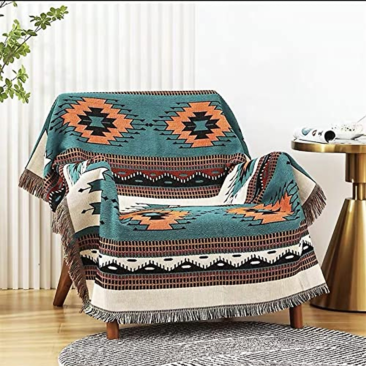 Homesy Aztec Throw Blankets Navajo Southwestern Throws Cover Reversible Southwest Blanket for Couch Chair Sofa Bed Home Outdoor Beach Travel