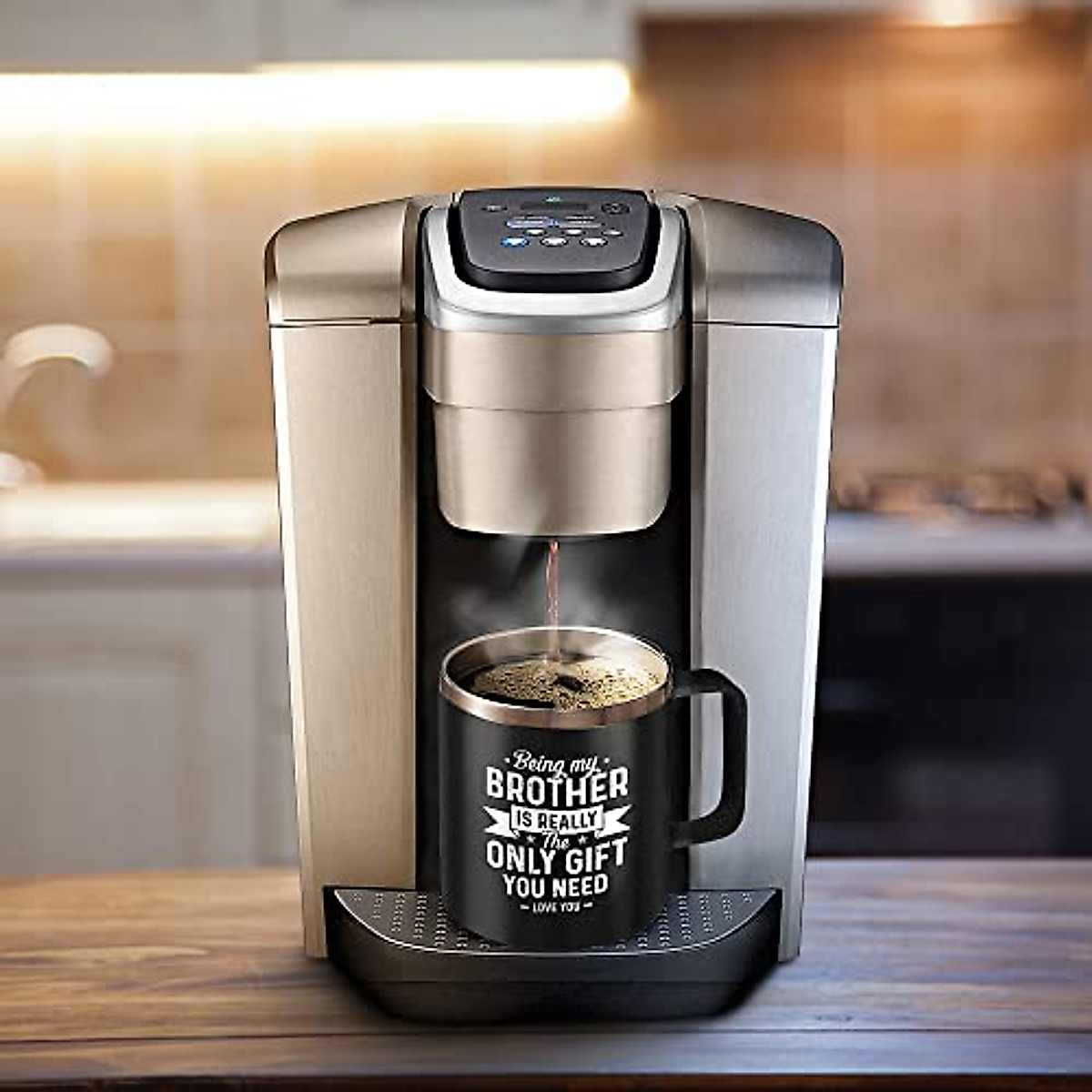 SANDJEST 14oz Coffee Mugs with Handle for Brother- Insulated Coffee Mug Gifts for Brother from Sisters, Brothers, Congratulation, Birthday Gift Ideas