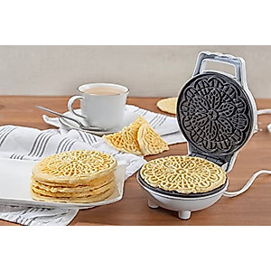 Mini Electric Pizzelle Maker - Makes One Personal Tiny Sized 4" Traditional Italian Cookie in Minutes- Nonstick, Easy to Use Press - Recipes Included- Must Have Dessert Treat for Summer Baking or Gift