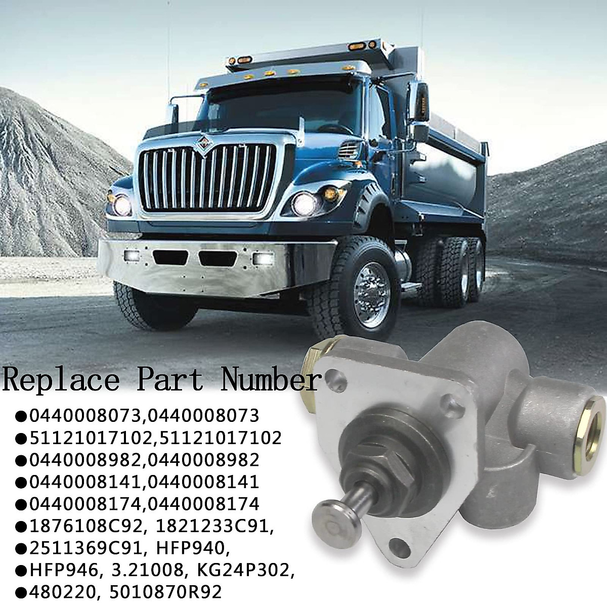 1821233C91 Fuel Lift Pump Supply Compatible with International Navistar Maxxforce DT466 DT466E DT530 HT530 Engine 7.6L 9.3L, OE: 1876108C92, HFP940, HFP946