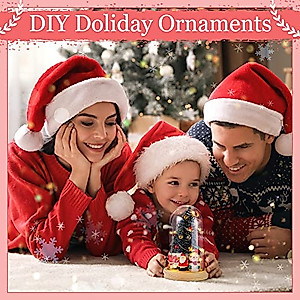 Remerry 6 Pieces Plastic Cloche Dome Plastic Dome Display Case with Rustic Wood Base and LED Fairy Light Jar for Rose Valentine's Day Wedding Tabletop Centerpiece Decoration, 6.5 x 3.7 Inch