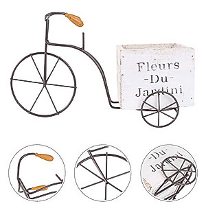 DOITOOL Bike Flower Pot Bicycle Planter Wooden Flower Box Tricycle Plant Stand Decorative Succulent Container Bonsai Bicycle Home Garden Decor Random Style (Size L)