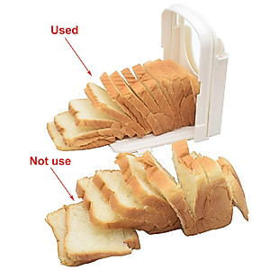 Aobrill Bread Slicer for Homemade Bread Foldable Toast Slicer with Non-slip Mat (White)
