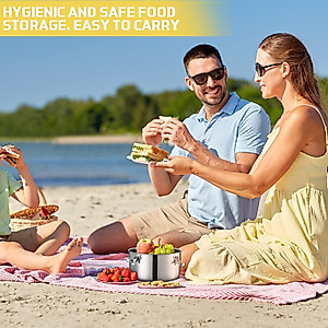 6 Pieces Stainless Steel Food Storage Containers Snack Lunchbox Metal Containers with Lid for Kids Flour Sugar Canisters Smell Proof Stackable Leakproof for Camping Trip Picnic Soup Salad Leftover