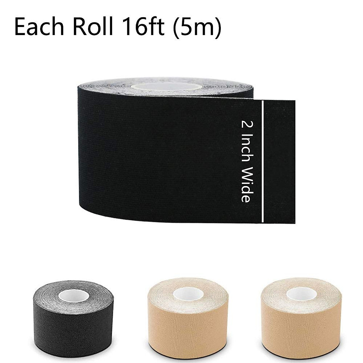 KISEER 4 Pack Kinesiology Tape 16ft Latex Free Elastic Waterproof Breathable Athletes Sports Tape for Knees, Ankles, Elbow, Pain Relief and Shoulder Muscle (Black, Skin)