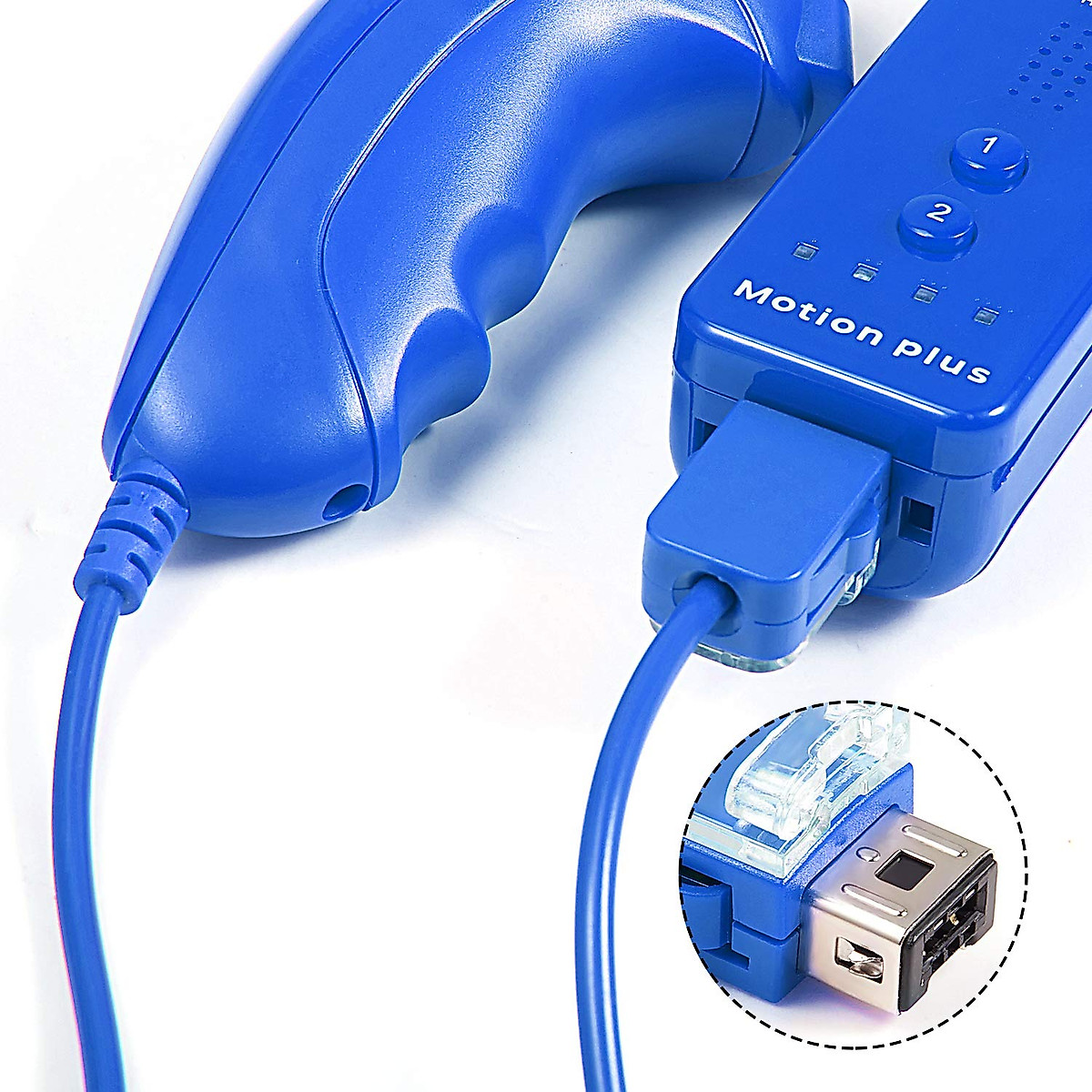 KIWITATA 2 Pack Wii Nunchuck Controllers, Wii Nunchuk Replacement Remote Joystick Gamepad for Wii Wii U Video Console(Red+Blue)