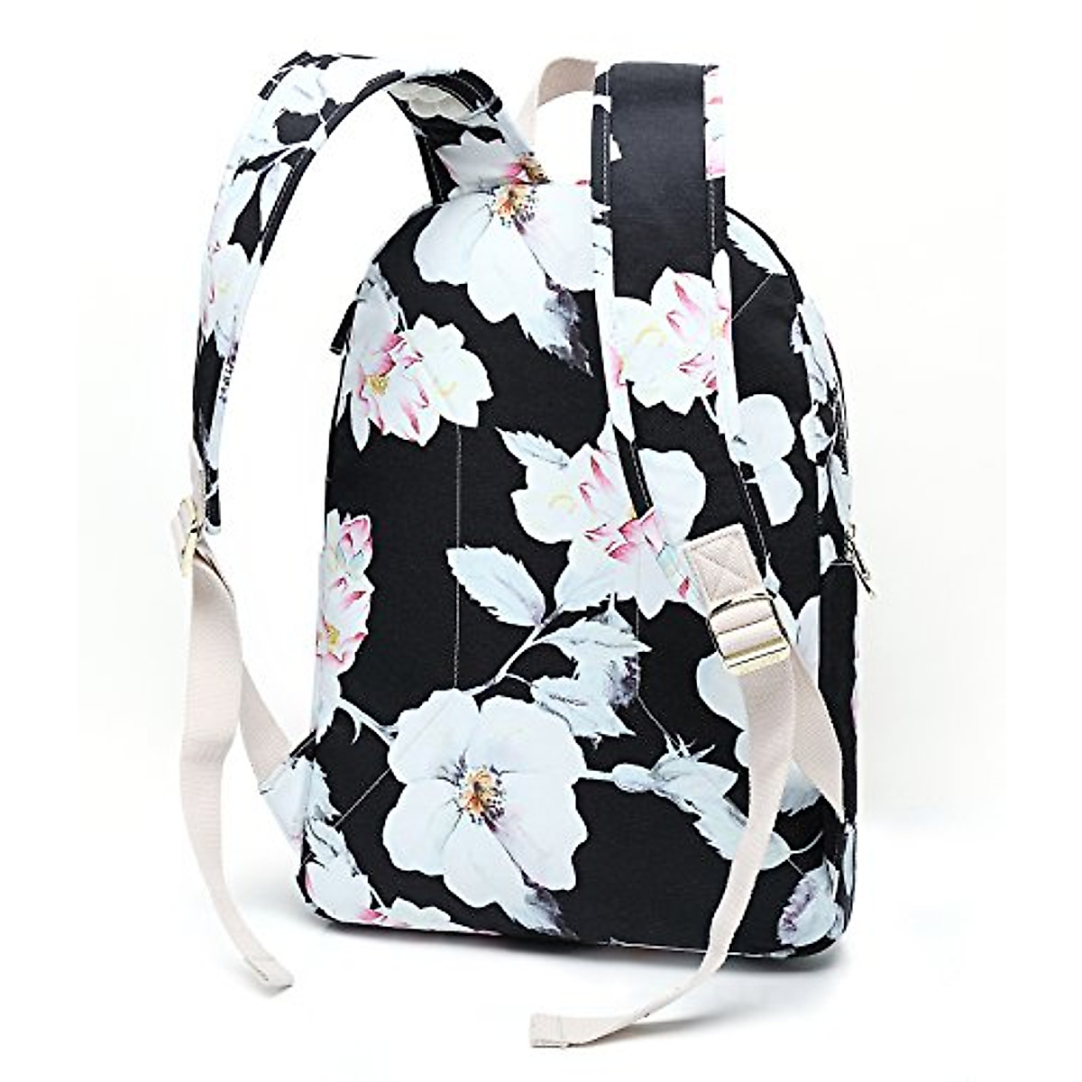 Canvaslove Canvas 15.6 inch Waterproof laptop backpack with USB Charging Port and Massage Cushion Straps for laptop up to 15 inch Men Women Outdoor Travel Backpack (Lotus)