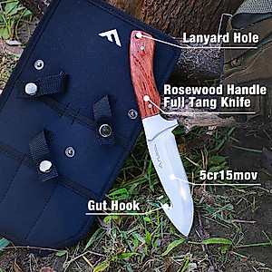 FLISSA Hunting Knife Set, Full Tang Hunting Knife with Sheath, 3-Pieces Fixed Blade Knife, Hunting Survival Knives For Outdoor, Camping, Bushcraft