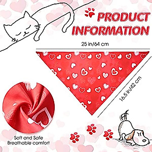 4 Pieces Valentine's Day Dog Bandana Heart Dog Bandanas Washable Pet Neckerchief Square Dog Kerchief Dog Scarf Bibs for Dogs Cats Pets Festival Accessories