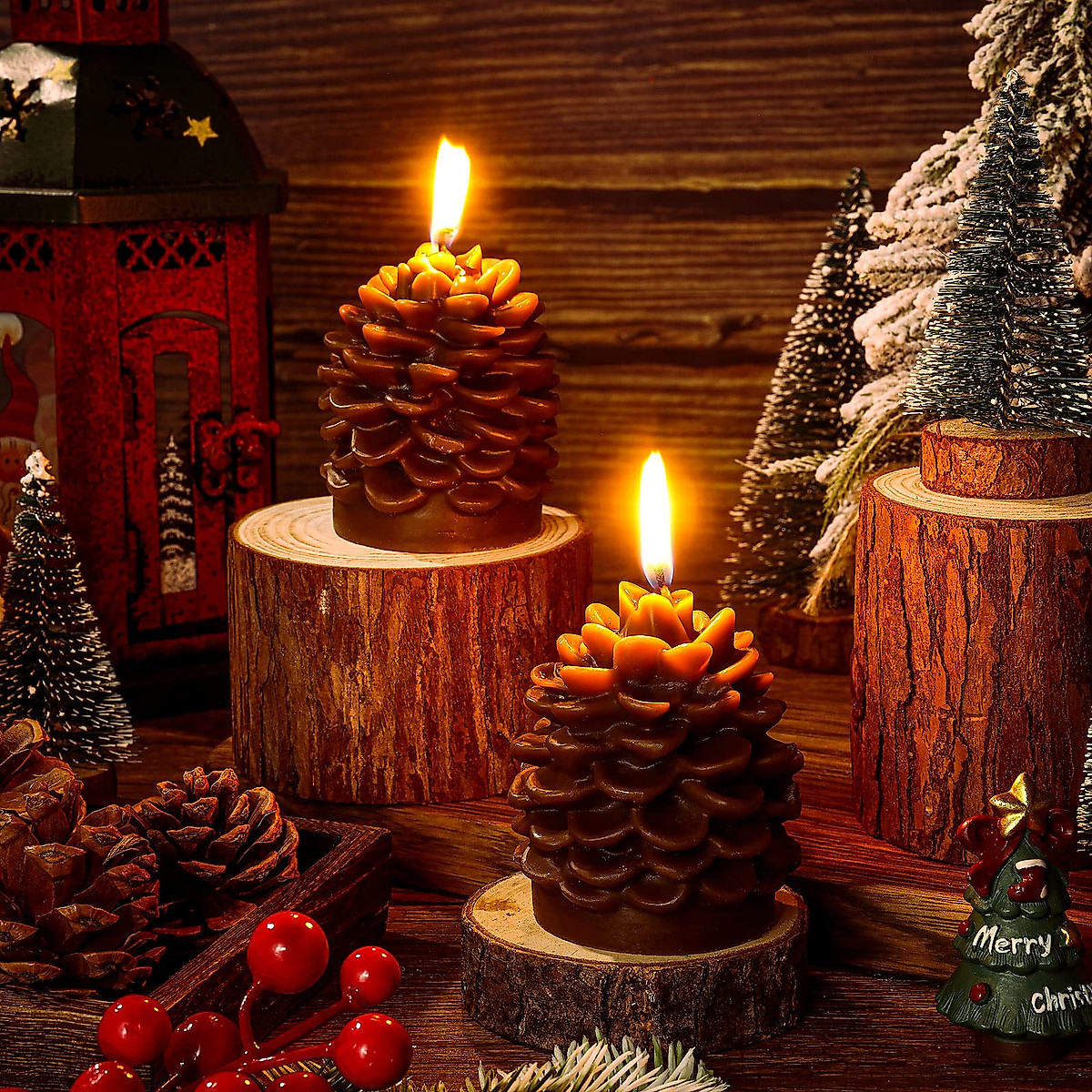 Christmas Scented Candles Gift Wax Realistic Tree Shaped Candle for Home Cute Aromatherapy Candles for Christmas Party Holiday New Year Decoration (Christmas Pine Cone, 2 Pcs)