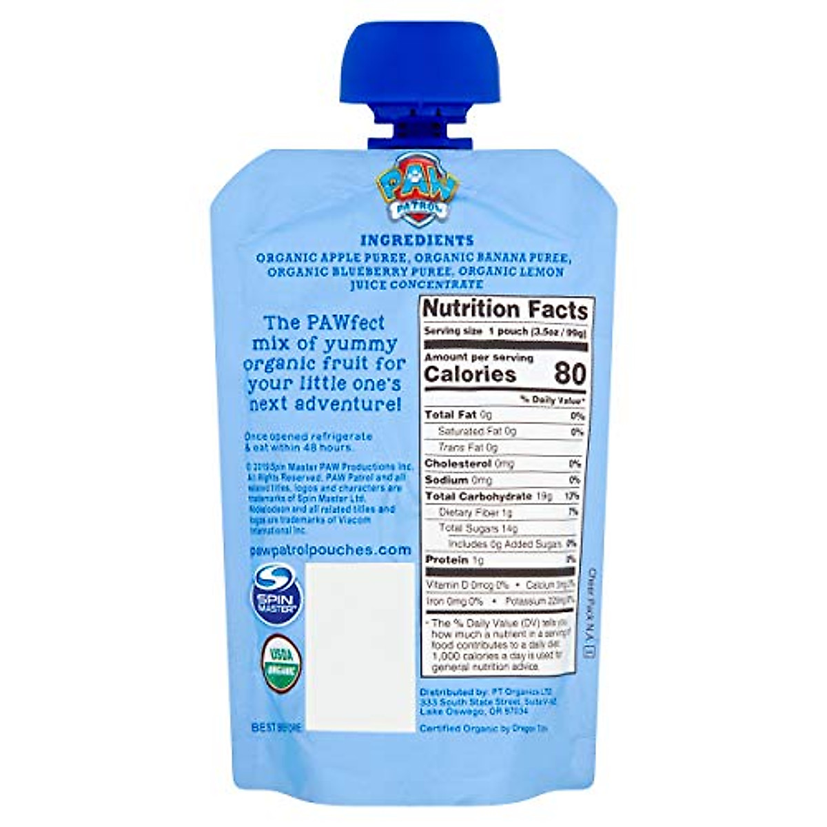 Paw Patrol Bold Blueberry Organic Mixed Fruit Squeeze Pouch, 3.5 Ounce (Pack of 10)