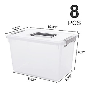 Citylife 8 Packs 5.3 QT Plastic Storage Bins with Latching Lids Clear Storage Box with Handle Stackable Storage Containers for Organizing Toys, Crafts, Legos, Tools