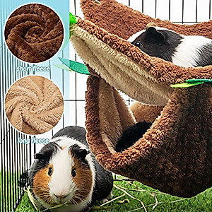 Guinea Pig Hideout - Fleece Rat Tunnel & Hammock Set House Cage Accessories for Chinchilla Hamster Hedgehog Squirrel Small Animals for Playing Sleeping