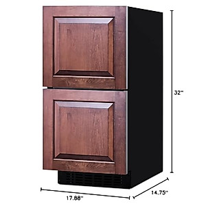 Summit Appliance ASDR1524PNR 15" Wide 2-Drawer All-Refrigerator; Panel-ready Drawer Fronts (Panels Not Included); 1.7 cu.ft Capacity; Frost-Free Operation; Stainless Steel Cabinet and Door