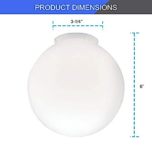 DYSMIO Lighting 6 inches in diameter - 3-1/4-Inch Handblown Gloss White Glass Globe