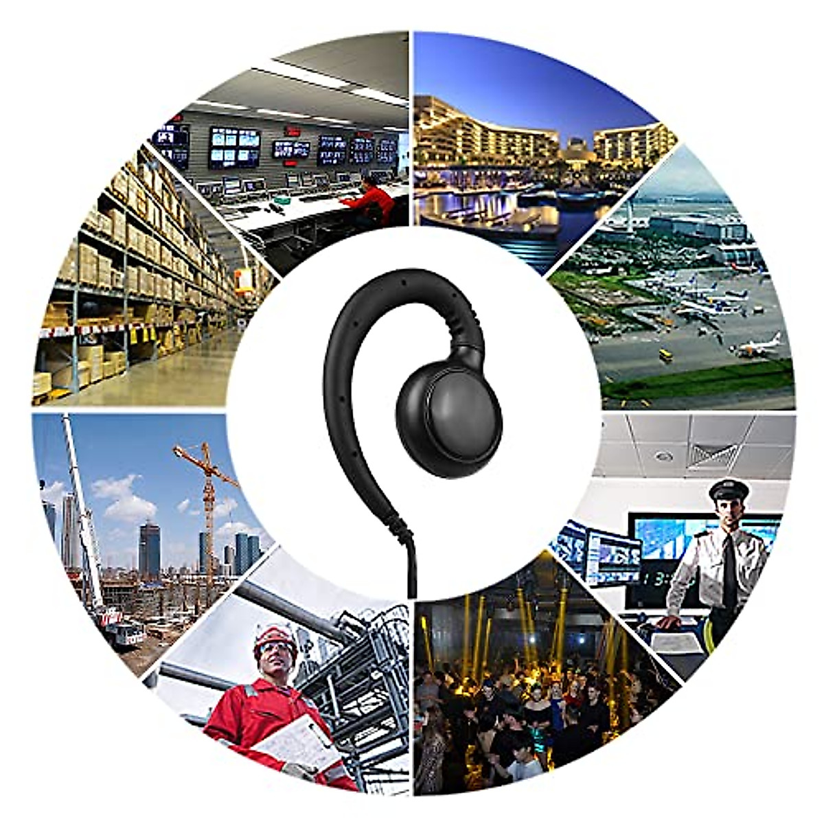 BANDARICOMM Radio Earpiece, 3.5mm 1-Pin C Shape Walkie Talkie Earpiece with PTT Mic Compatible with Motorola CLP1010, CLP1040, CLP1060 Two Way Radios Headphone Headset