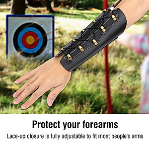 Tbest Leather Arm Guards Armguard for Archery Brown/Black Adult Youth Leather Protective Arm Guards Protector Wristband Costume for Recurve Bow Shooting Hunting, Adjustable