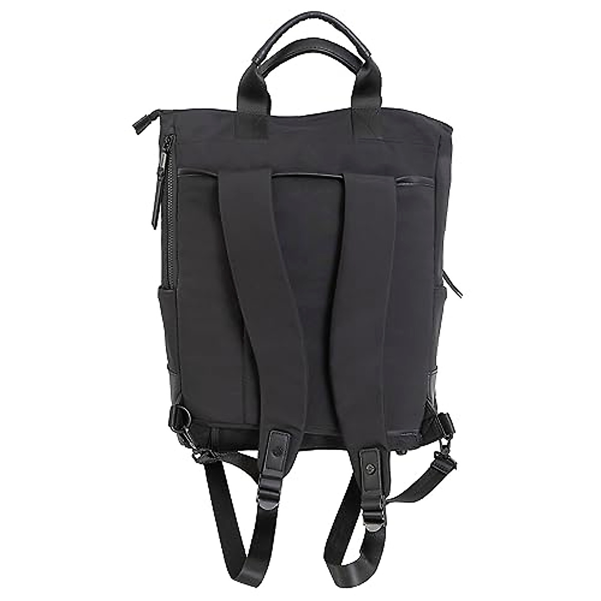 Joan & David Casual Sport Nylon 18" Convertible Workbook Backpack, Shopper Tote, Luggage Strap, Bottle Holder and Adjustable Back Straps with TSA Approved Bottles for Daily Use Travel Work Bag (Black)