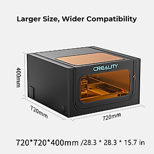 Creality Laser Engraver Cover V2.0 Fireproof and Dustproof Protective Enclosure with Exhaust Fan 4000RPM Pipe for Most Laser Cutter, Insulates Against Smoke, Odor and Noise Eye Protection720x720x400mm