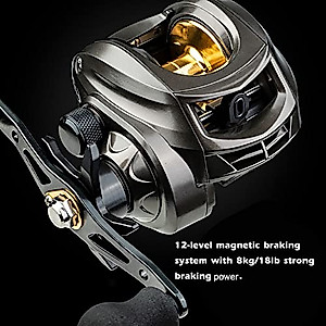 ERYUE Fishing Reel,Fishing Reel Casting Reel Baitcaster 7.2:1 High Speed Spinning Reel with Magnetic Brake 18LB Max Drag for Left Hand