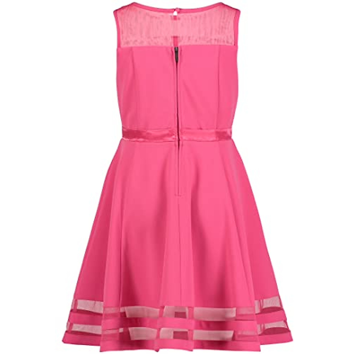 Calvin Klein Girls' Sleeveless Party Dress, Fit and Flare Silhouette, Round Neckline & Back Zip Closure, Magenta