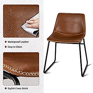 HeuGah Dining Chairs Set of 4, Modern Industrial Kitchen & Dining Room Faux Leather Chairs with Metal Legs