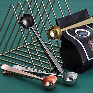 Coffee Scoop Clip Stainless Steel Tablespoon Coffee Spoon With long handle Multifunction Sealing Bag Clip For Tea, Coffee, Protein Powder, Instant Drinks, Kitchen Tools