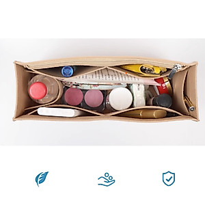 Lckaey purse organizer for chloe woody tote bag insert large medium Small wallet Felt organizer 1015Beige-M