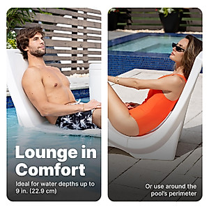 Step2 Vero Pool Chair, Fade-Resistant, Waterproof Patio Furniture for Sun Shelf, Use in Pools up to 9-Inches of Water, Weighted, White