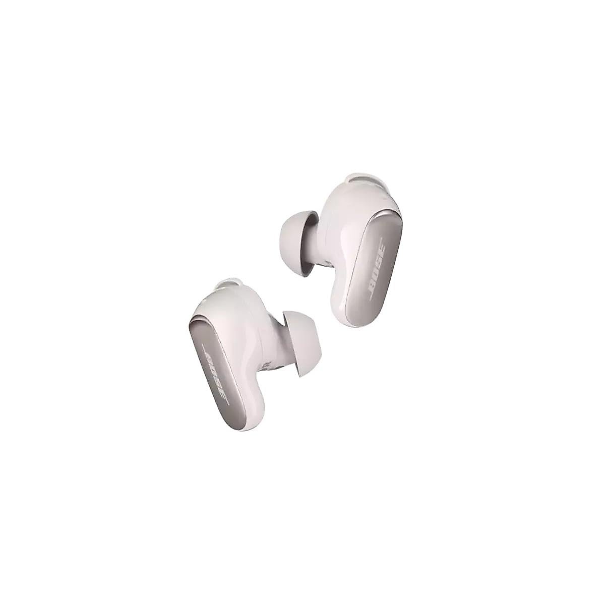 Bose QuietComfort Ultra True Wireless Bluetooth Adjustable Noise Cancelling Earbuds, Spatial Audio, Up to 6 Hours of Play Time, White Smoke Bundle with Fit Kit
