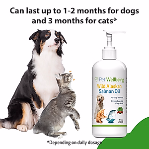 Pet Wellbeing Wild Alaskan Salmon Oil for Dogs & Cats - Daily Omega-3 Fish Oil for Healthy Skin, Coat, Mobility, Joints, Heart Health - EPA, DHA - 16 fl oz (473 ml)