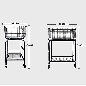 basket for garments storage, easy moved with wheels have brake, Laundry basket, white color，rolling basket (BLACK)