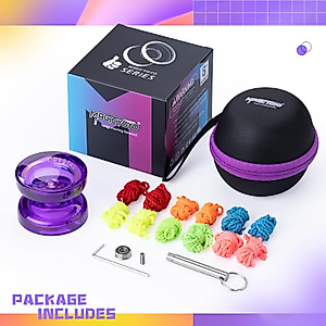 Responsive Yoyo for Kids K2 Crystal Purple , Dual Purpose Plastic Yo-Yo for Beginners, Replacement Unresponsive Ball Bearing for Advanced Yo yo Players + Removal Bearing Tool + 12 Yoyo Strings + Bag