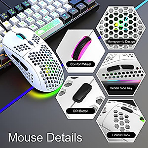 XINMENG 60% Wired Gaming Keyboard and Mouse Combo True RGB Mini Mechanical Feel Ultra-Compact Keyboard and RGB 6400 DPI Honeycomb Optical Mouse,Gaming Mouse pad for Windows Mac Laptop PC Gamer