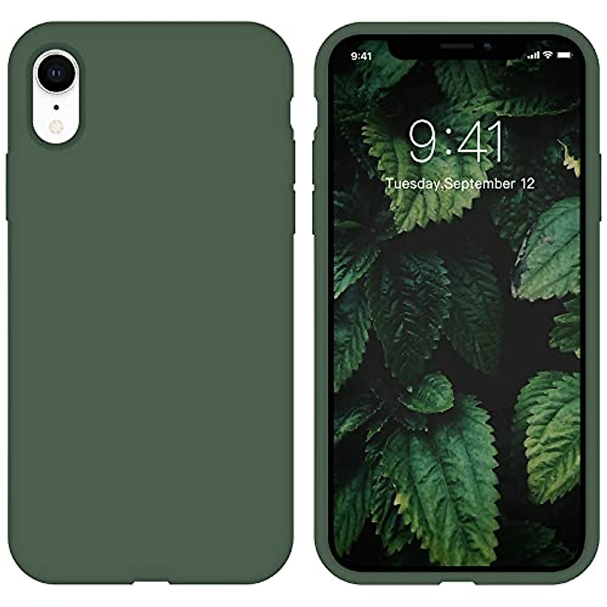 ZVastt iPhone XR Case, iPhone XR Phone Case Liquid Silicone Gel Rubber Slim Phone Case Soft Anti-Scratch Durable Microfiber Lining Full Body Shockproof Protective Cover iPhone XR 6.1", Forest Green